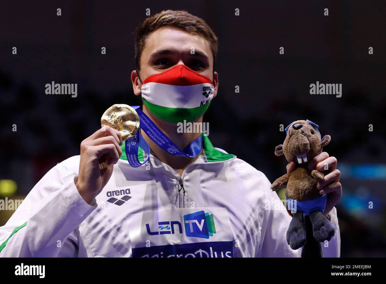 Hungary's Kristof Milak celebrates his gold medal in the 100m Butterfly ...