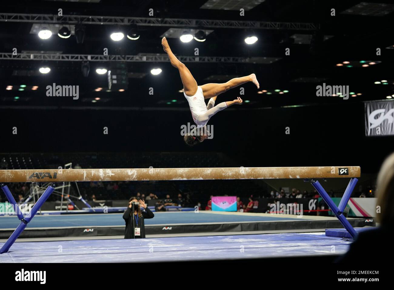 Jordan Chiles performs her balance beam routine on the uneven bars ...