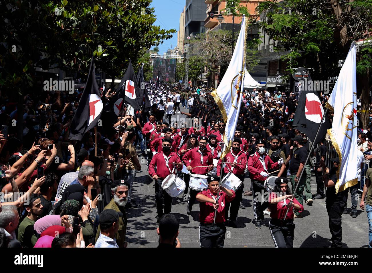 Supporters of a pro-Syrian Lebanese group, the Syrian Social ...