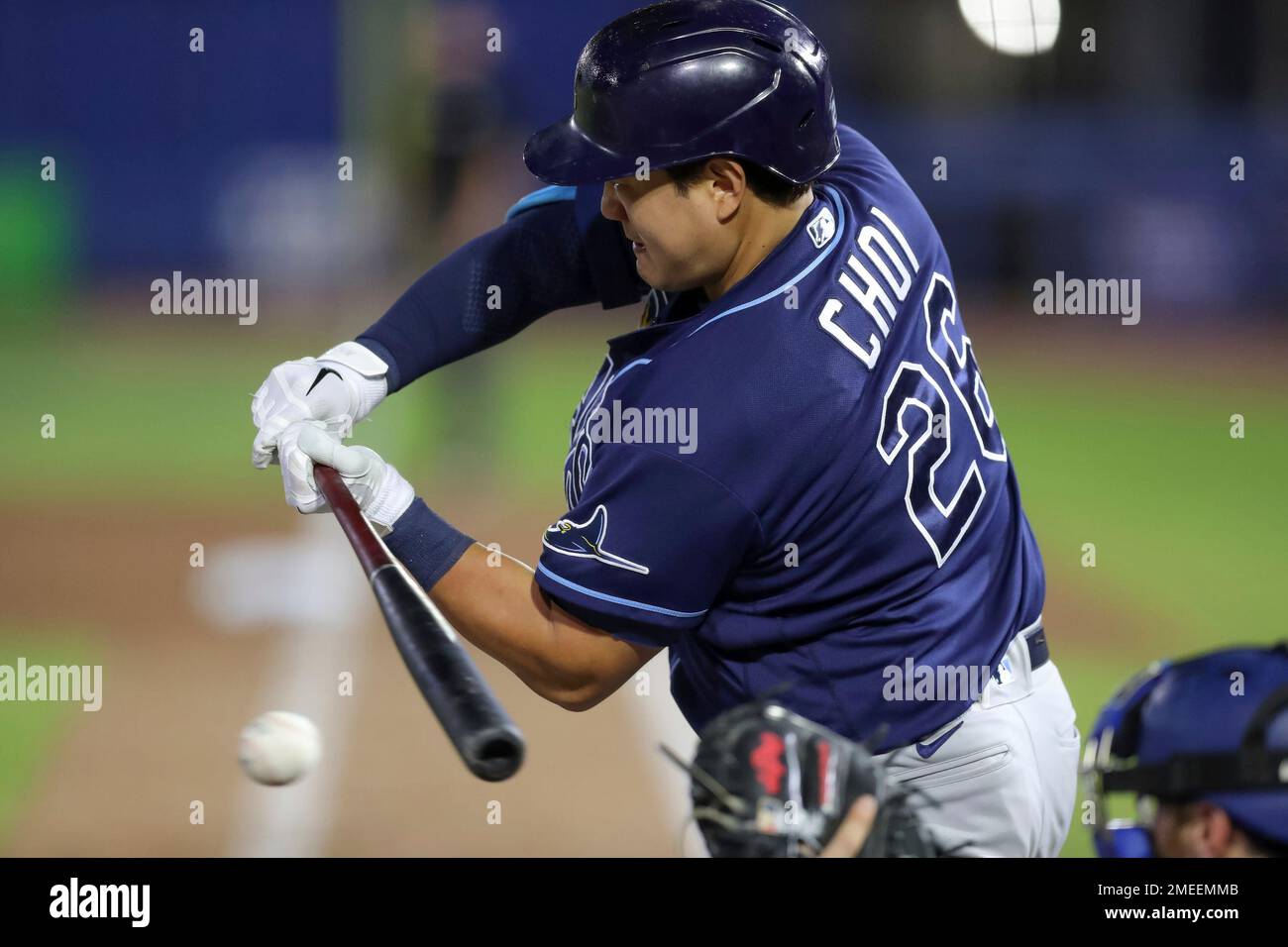 Tampa Bay Rays' Ji-Man Choi strikes out against the Toronto Blue Jays ...