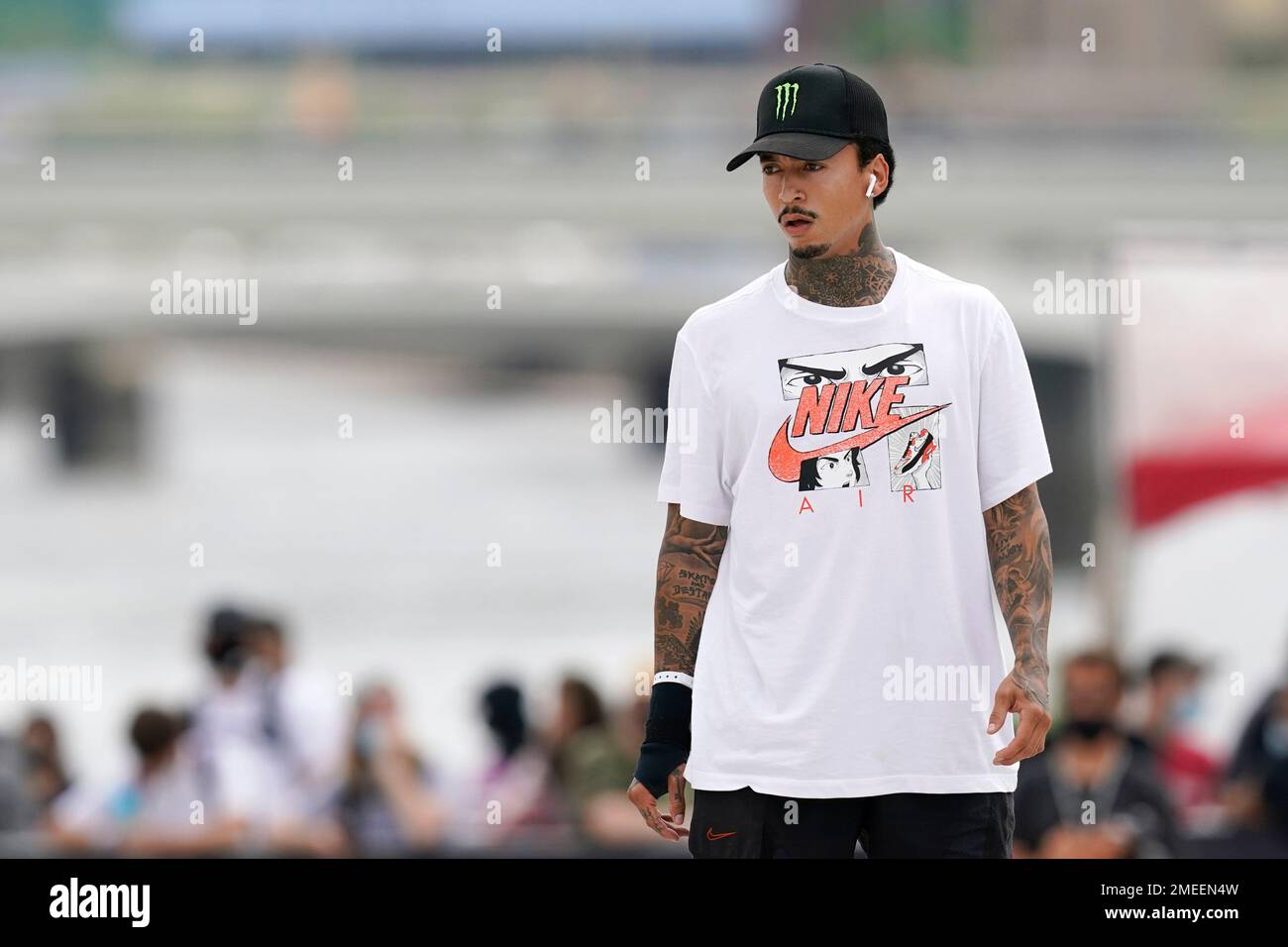 Nyjah Houston, of the United States, competes in the Olympic qualifying ...