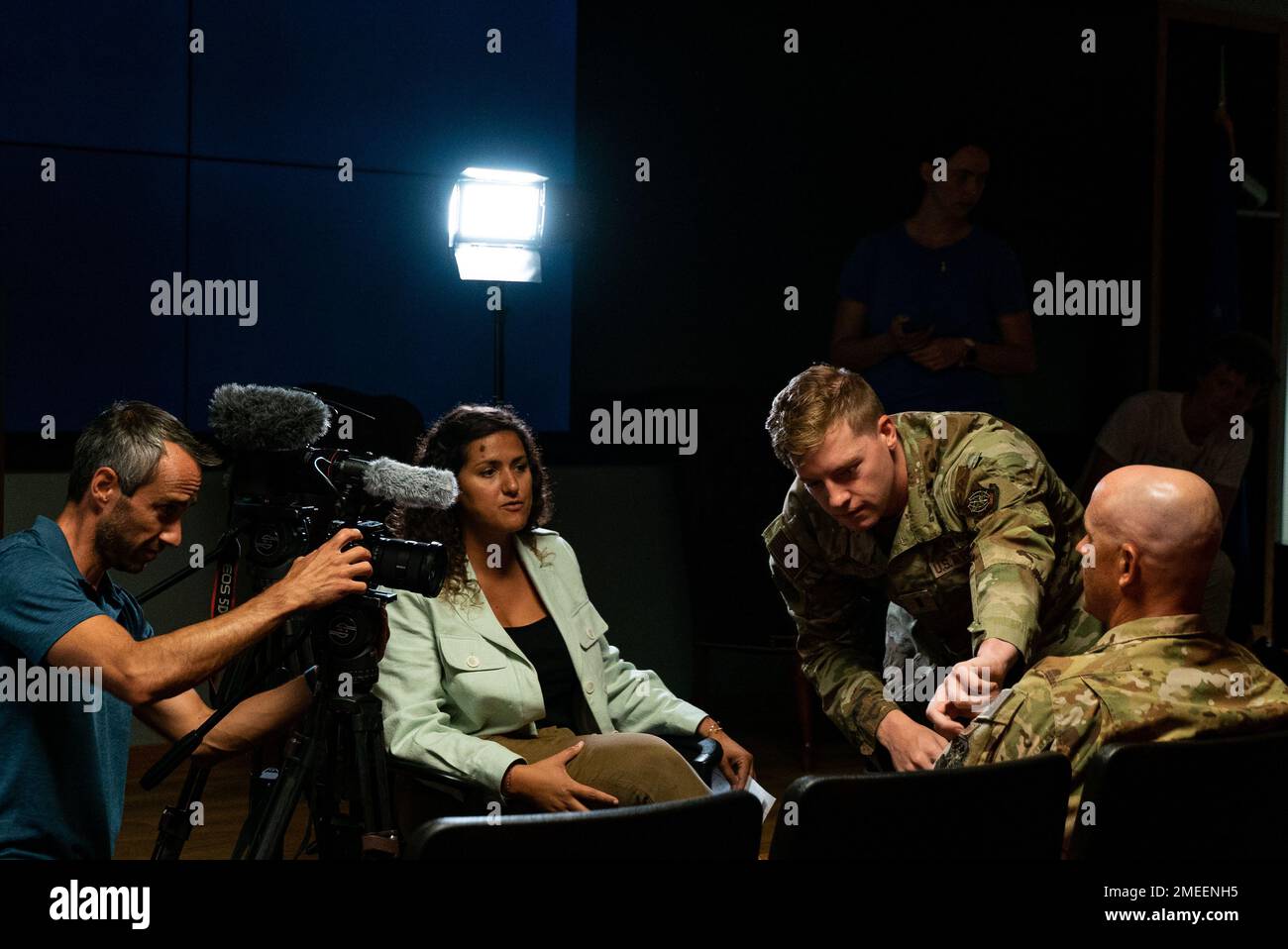 France Television reporters interview U.S. Air Force Lt. Col. Alex ...