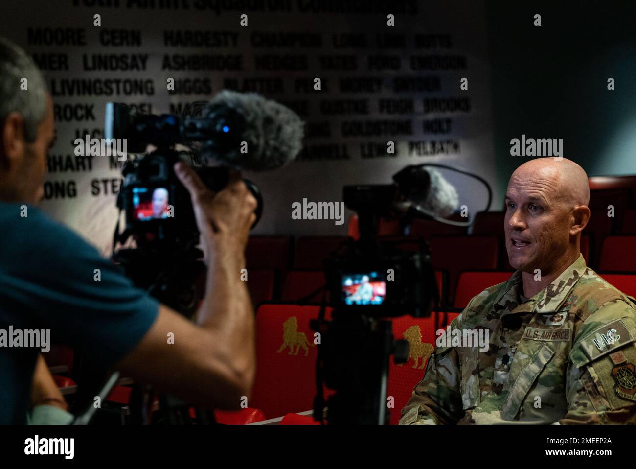 France Television reporters interview U.S. Air Force Lt. Col. Alex ...