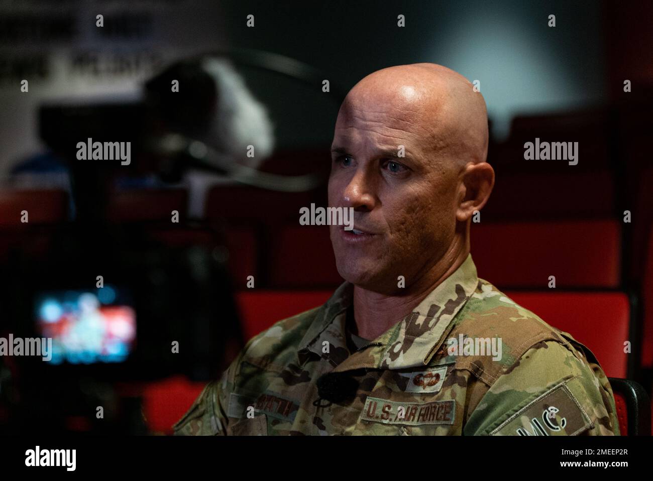 French national television reporters speak with U.S. Air Force Lt. Col ...