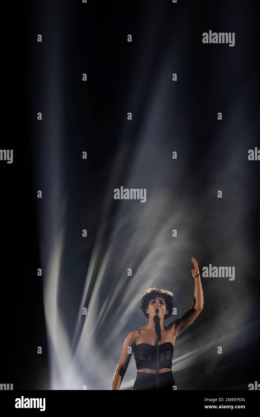Barbara Pravi from France performs Voila at the Grand Final of the ...