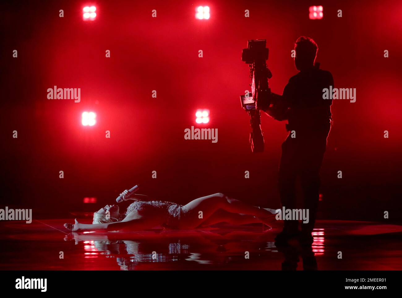 Elena Tsagrinou from Cyprus singing El Diablo performs at the Grand ...