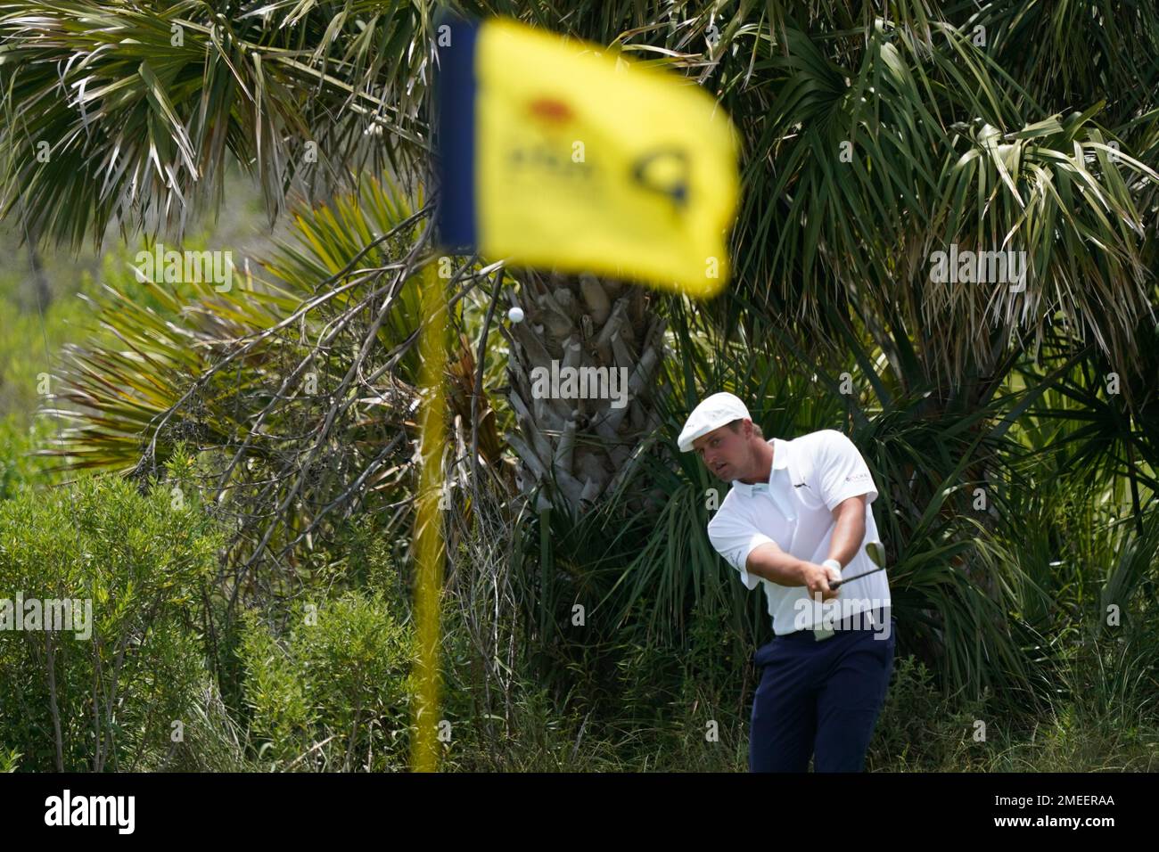 Bryson DeChambeau hits on the fourth green during the third round at ...