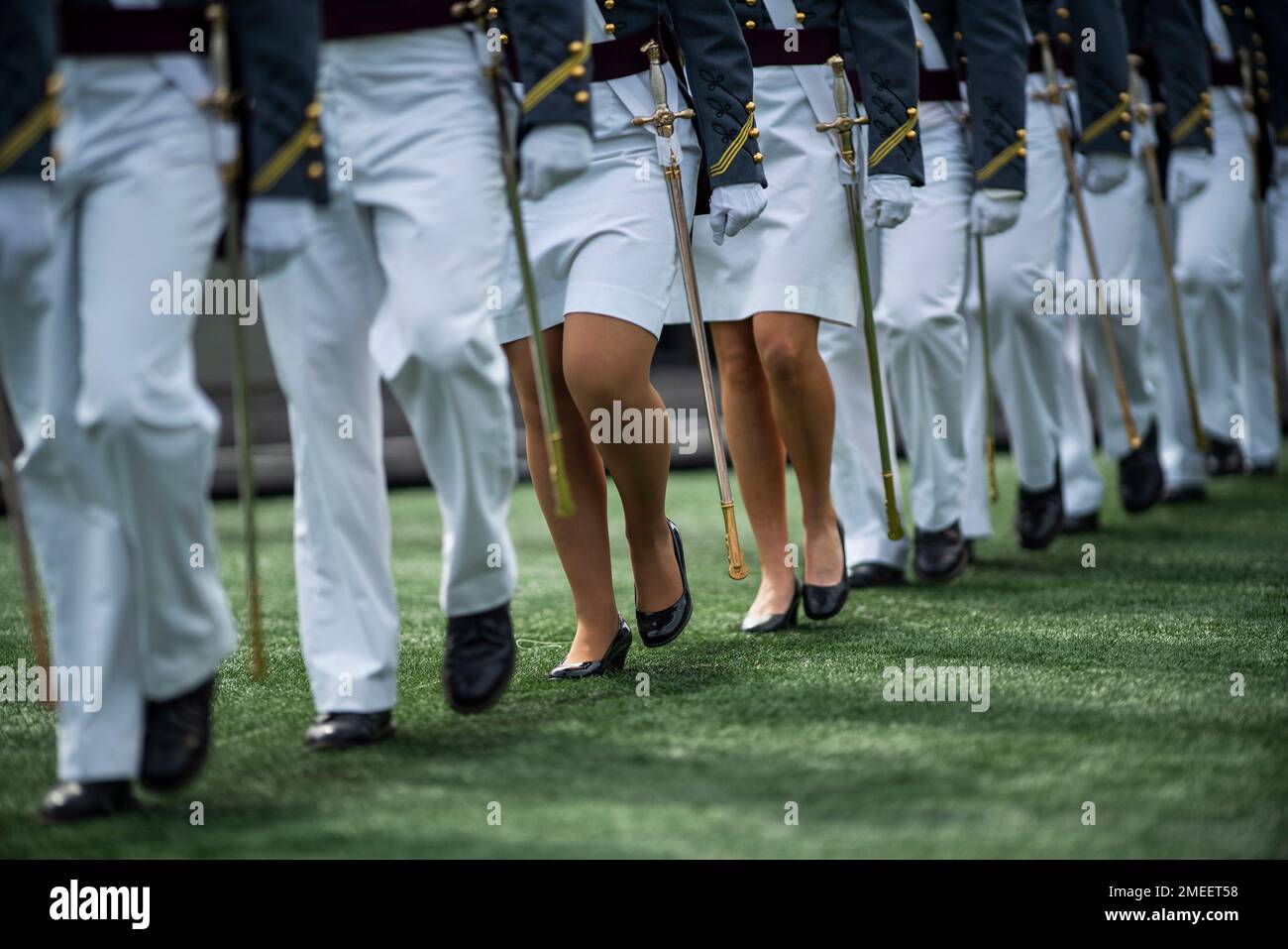 United States Military Academy graduating cadets march to their ...