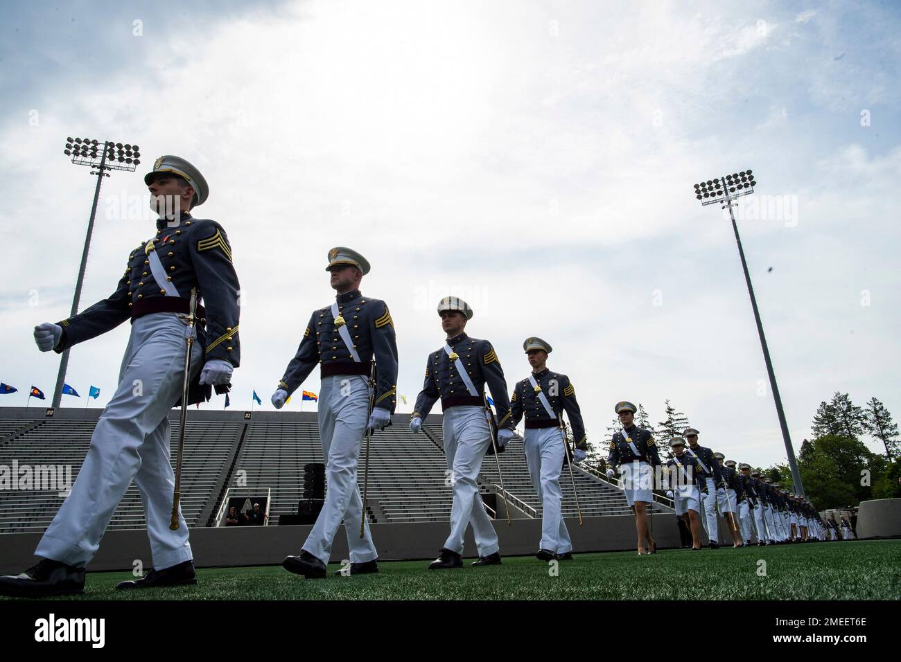 United States Military Academy graduating cadets march to their ...