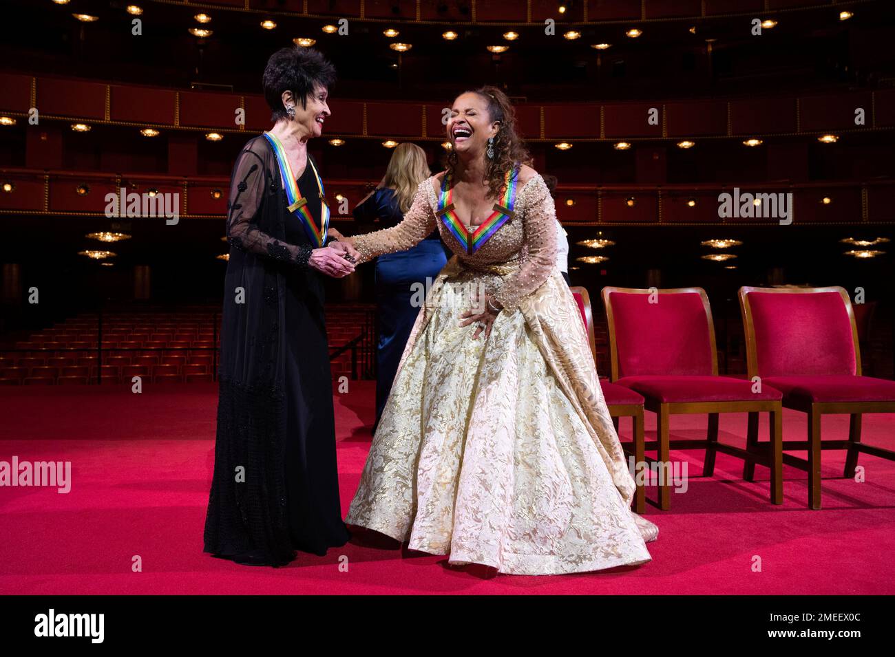Former Kennedy Center honoree Chita Rivera shares a laugh with 2020 Kennedy Center honorees ...