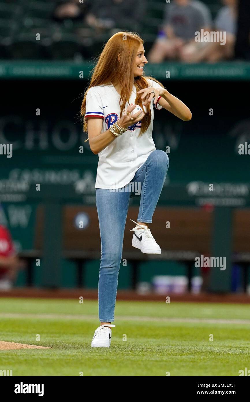 Television personality Jennifer Todryk throws out the ceremonial first ...