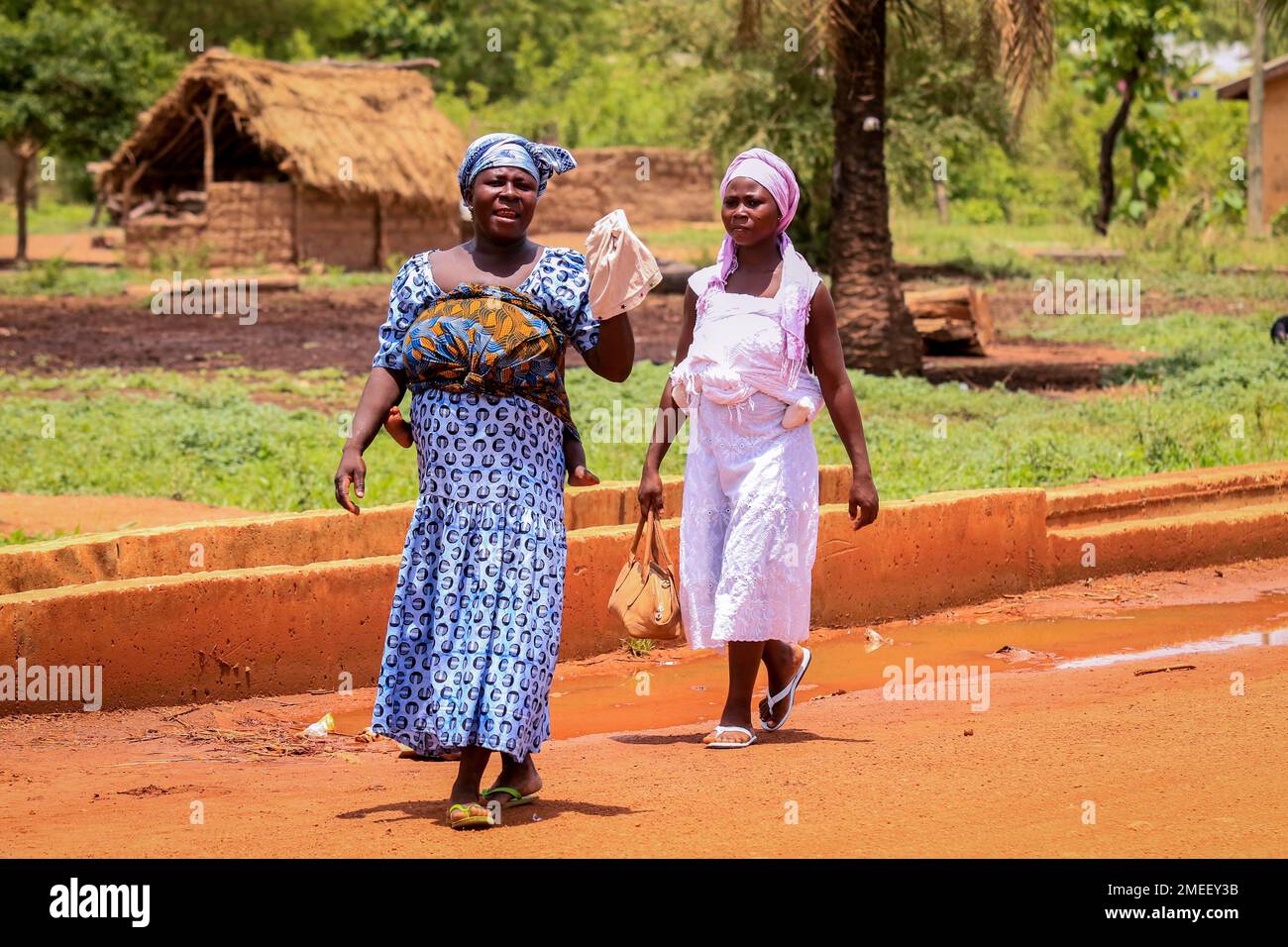 Local African People doing daily job in Ghana Village, Western Africa ...