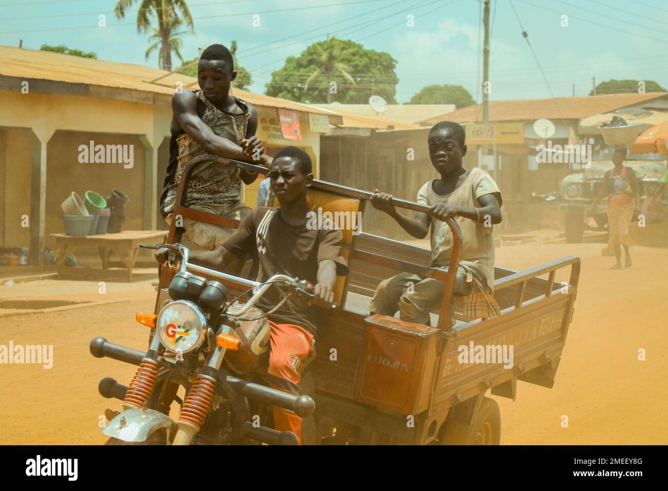 Local African People doing daily job in Ghana Village, Western Africa ...