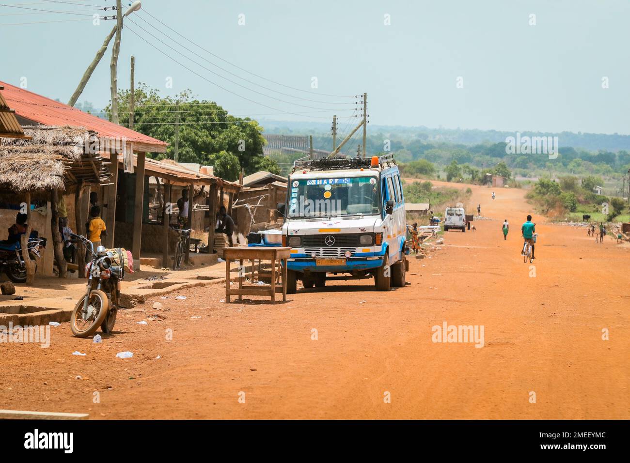 Local African People doing daily job in Ghana Village, Western Africa ...