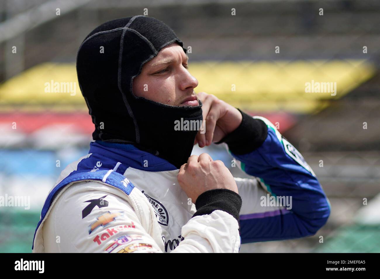 Sage Karam prepares to drive during practice for the Indianapolis 500 ...
