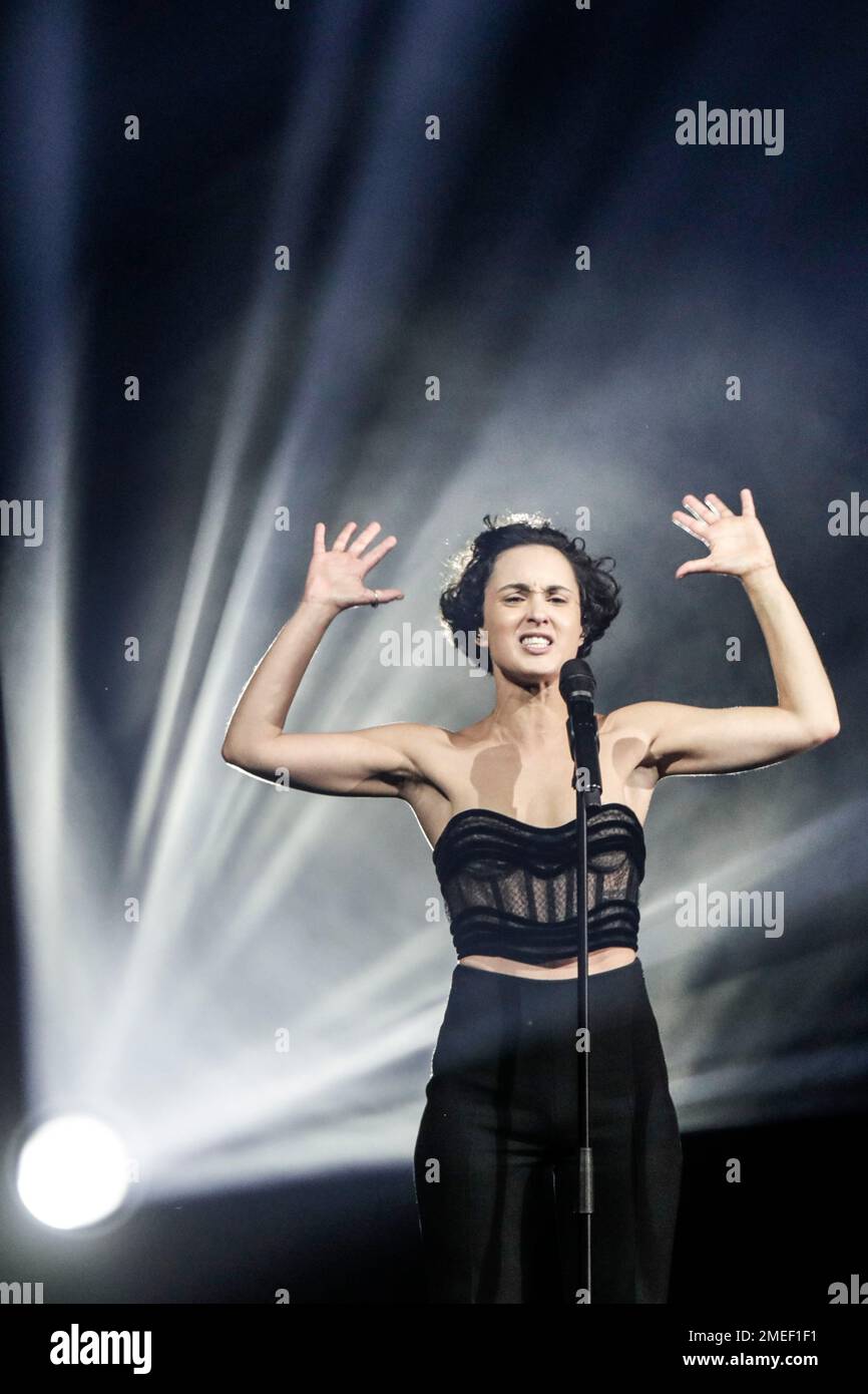 Barbara Pravi from France performs during rehearsals at the Eurovision ...