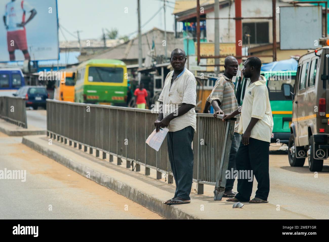 Local African Ghana People walking to the daily activities on the Accra ...