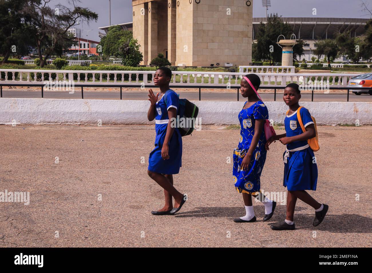 Local African Ghana People walking to the daily activities on the Accra ...
