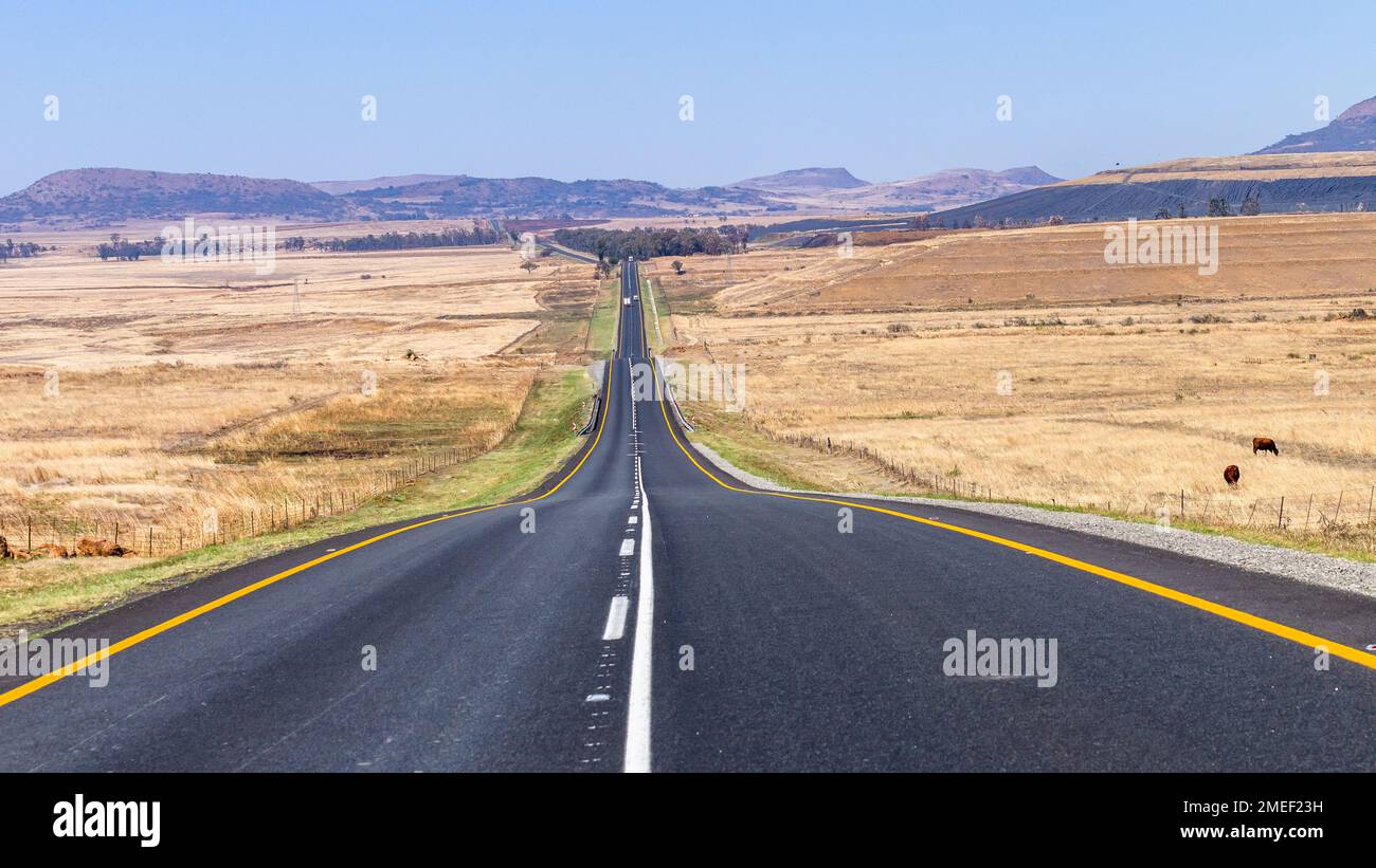 Road middle of Highway Straight Valley through the rural countryside ...
