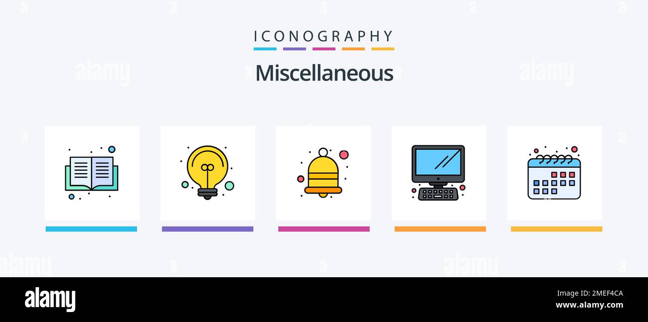 Miscellaneous Line Filled 5 Icon Pack Including reduce funds. computer ...