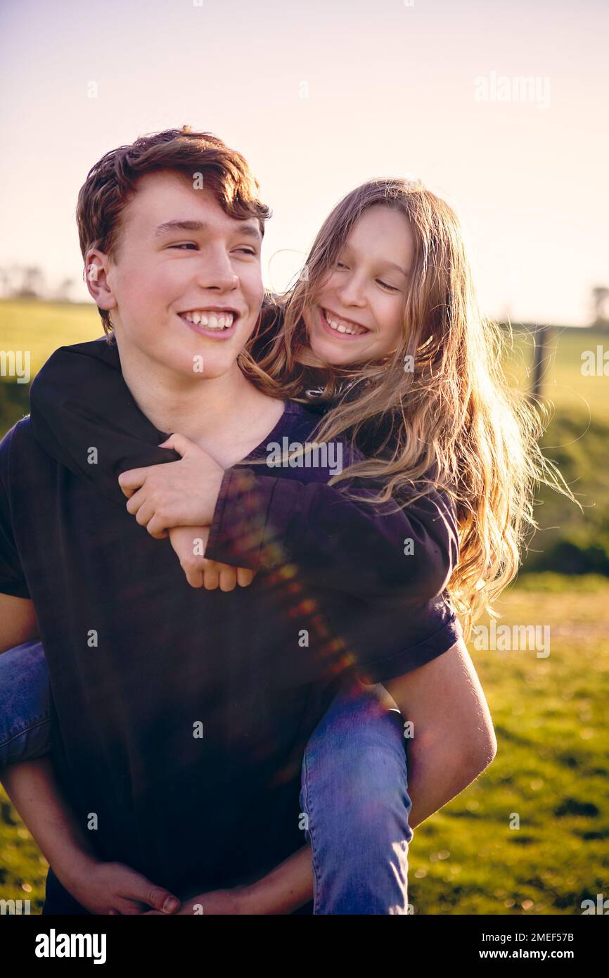 Cute girl younger brother hi-res stock photography and images - Alamy