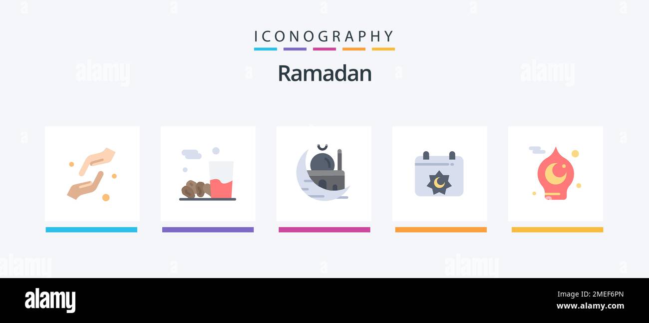 Ramadan Flat 5 Icon Pack Including muslim. feast. kareem. calendar ...