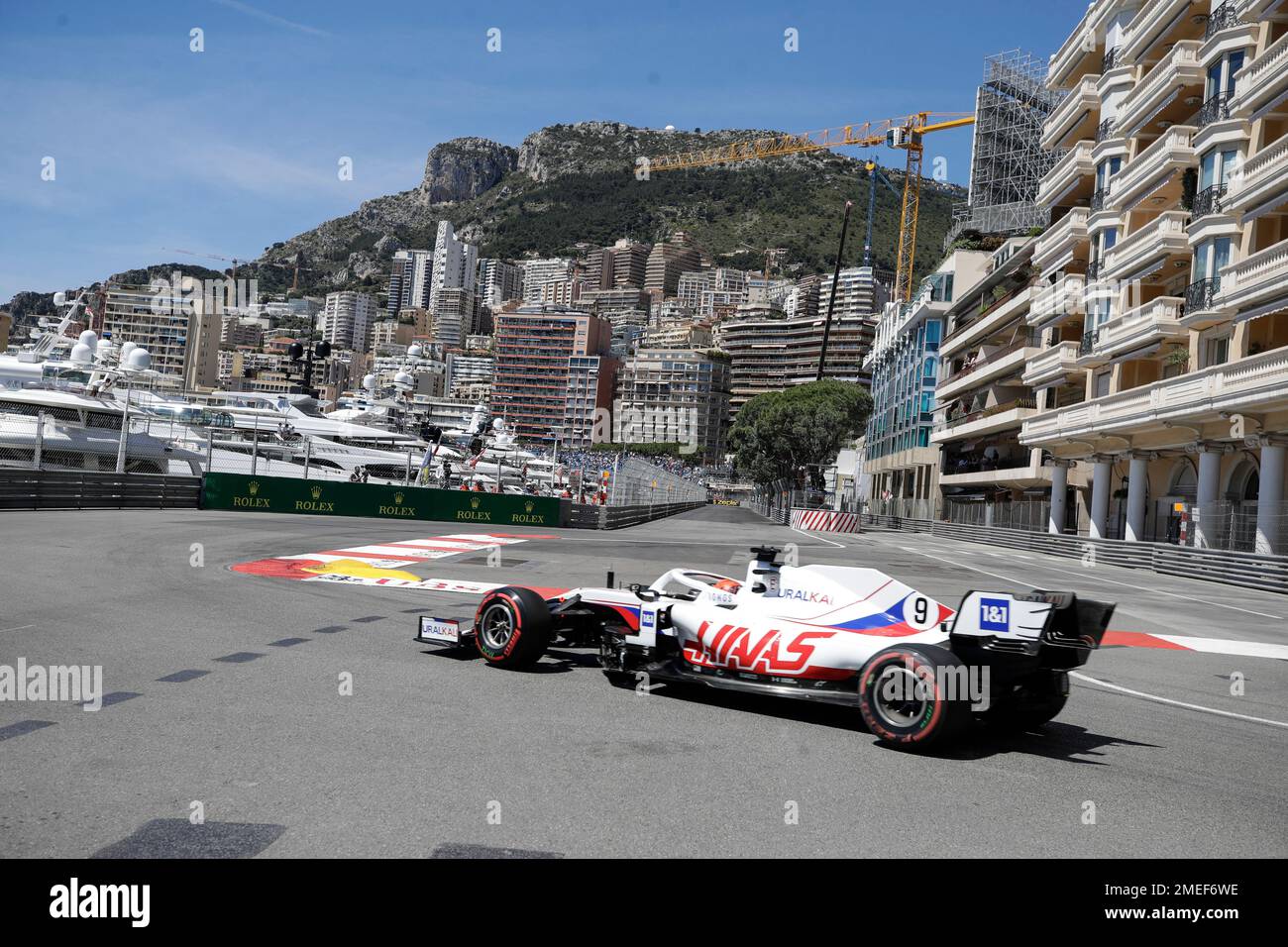 Haas driver Nikita Mazepin of Russia steers his car during the first ...