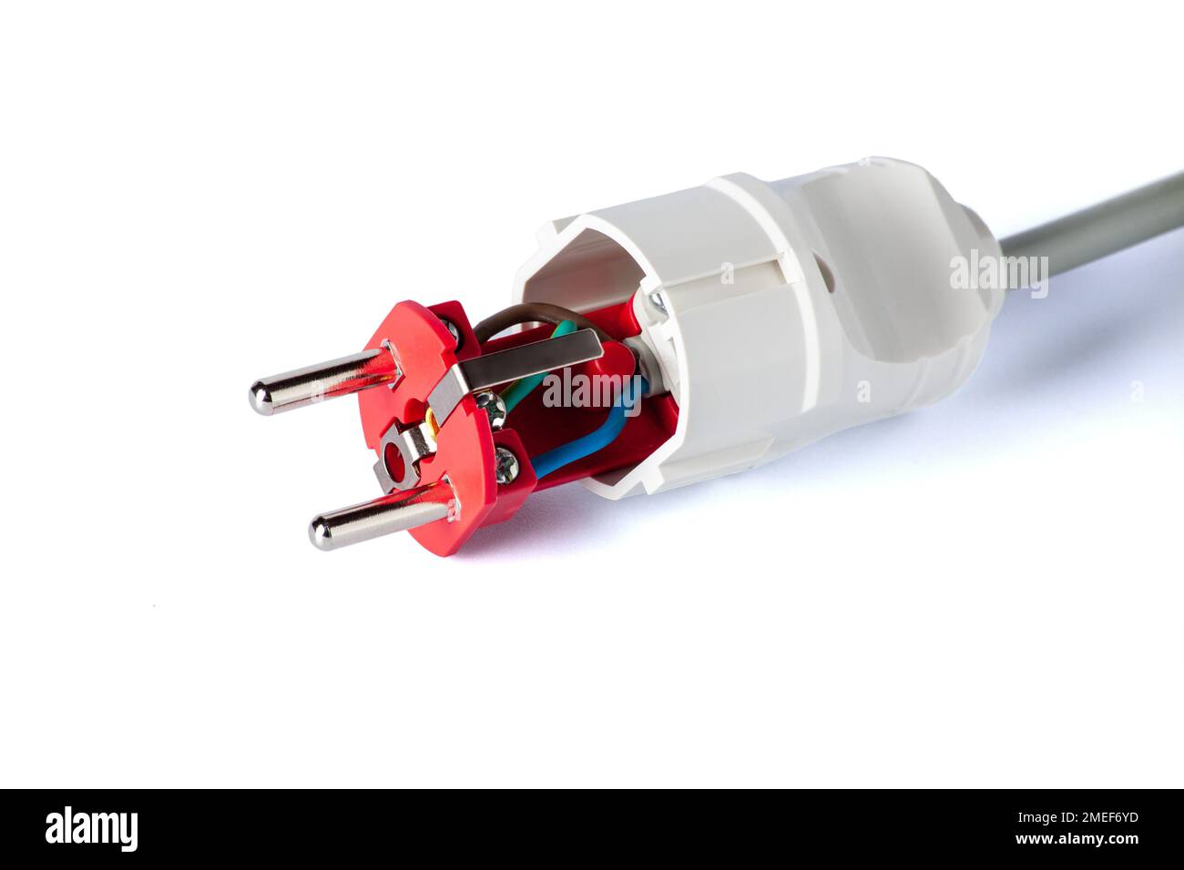 Electric plug with outlet isolated on white background. European ...