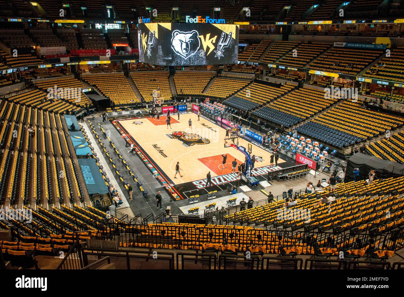 Players warm up inside FedExForum before an NBA basketball Western ...