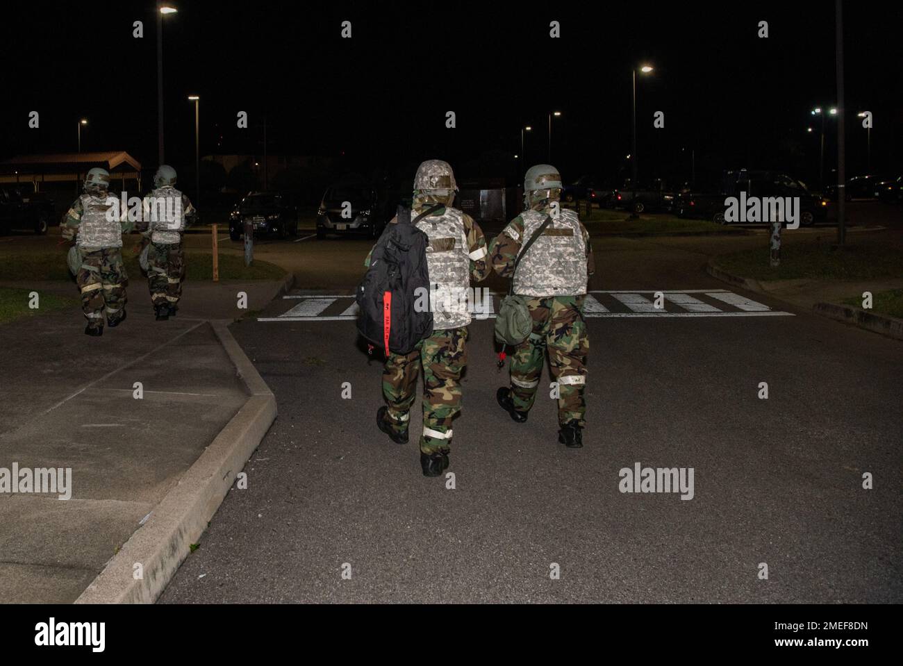 Airmen assigned to the 51st Civil Engineer Squadron conduct a post ...