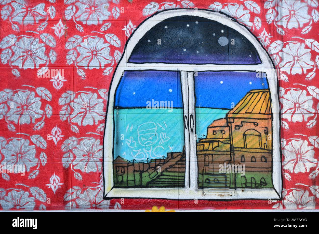Window Wallpaper Street art graffiti in Valparaiso Chile colorfull ...