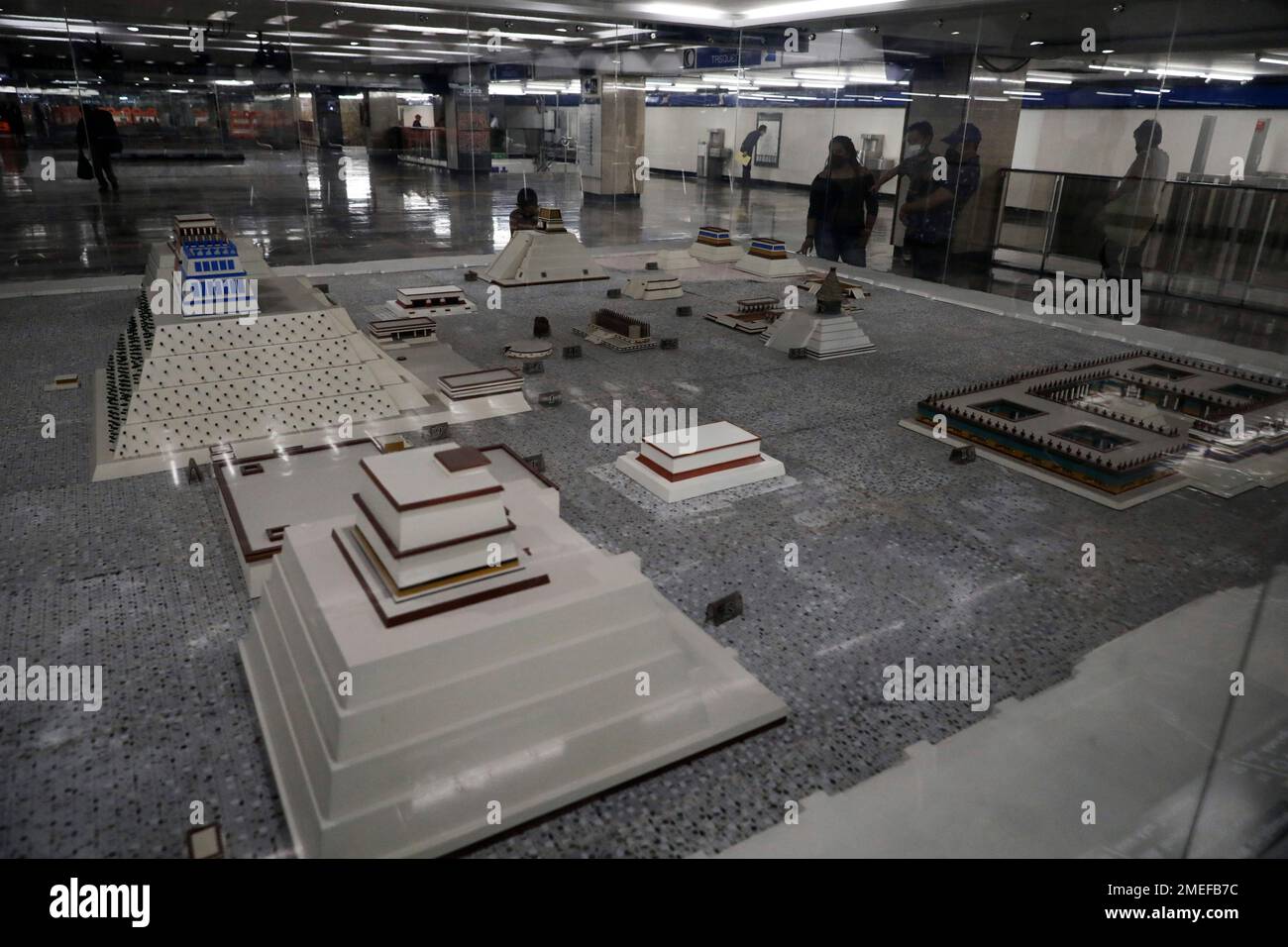 A model of the ancient capital of the Aztec empire, Tenochtitlan, is on ...