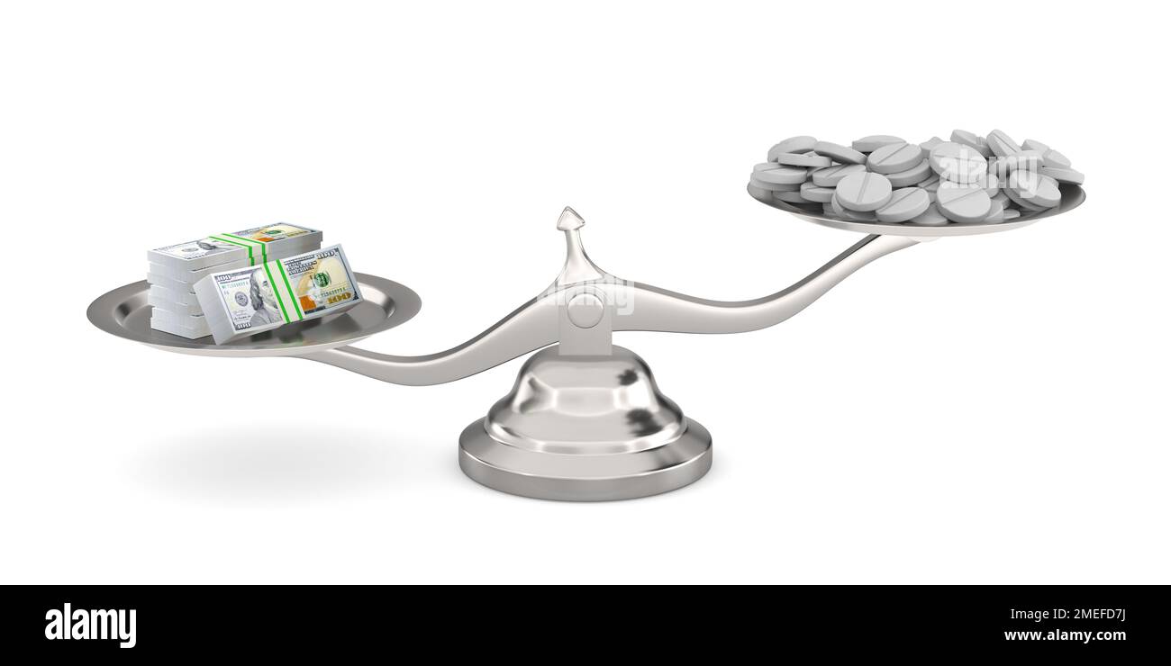 Money and tablet on scale. Isolated 3D illustration on white background ...