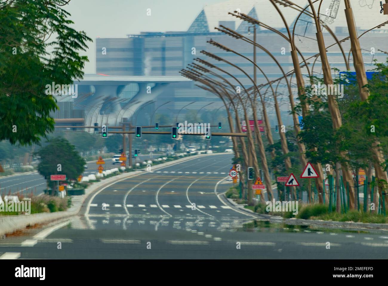 Doha Roads and Traffic on Bank Street Doha Qatar Stock Photo - Alamy