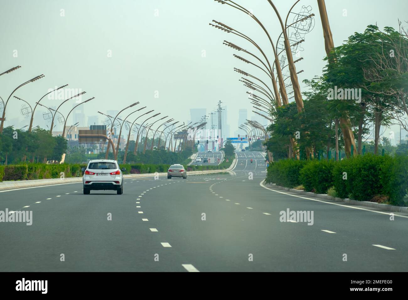 Doha Roads and Traffic on Bank Street Doha Qatar Stock Photo - Alamy