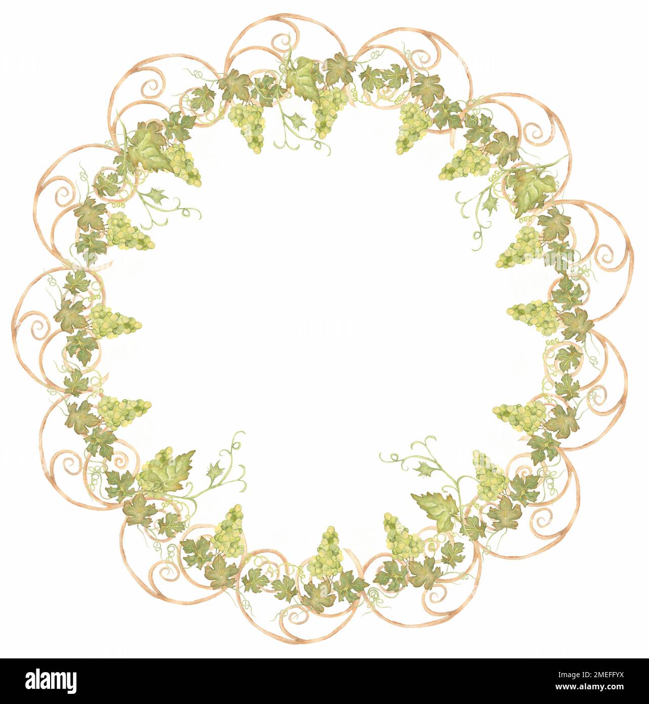 Hand drawn Grapes Clipart, Watercolor Greenery Frame Clip art, Fruit ...