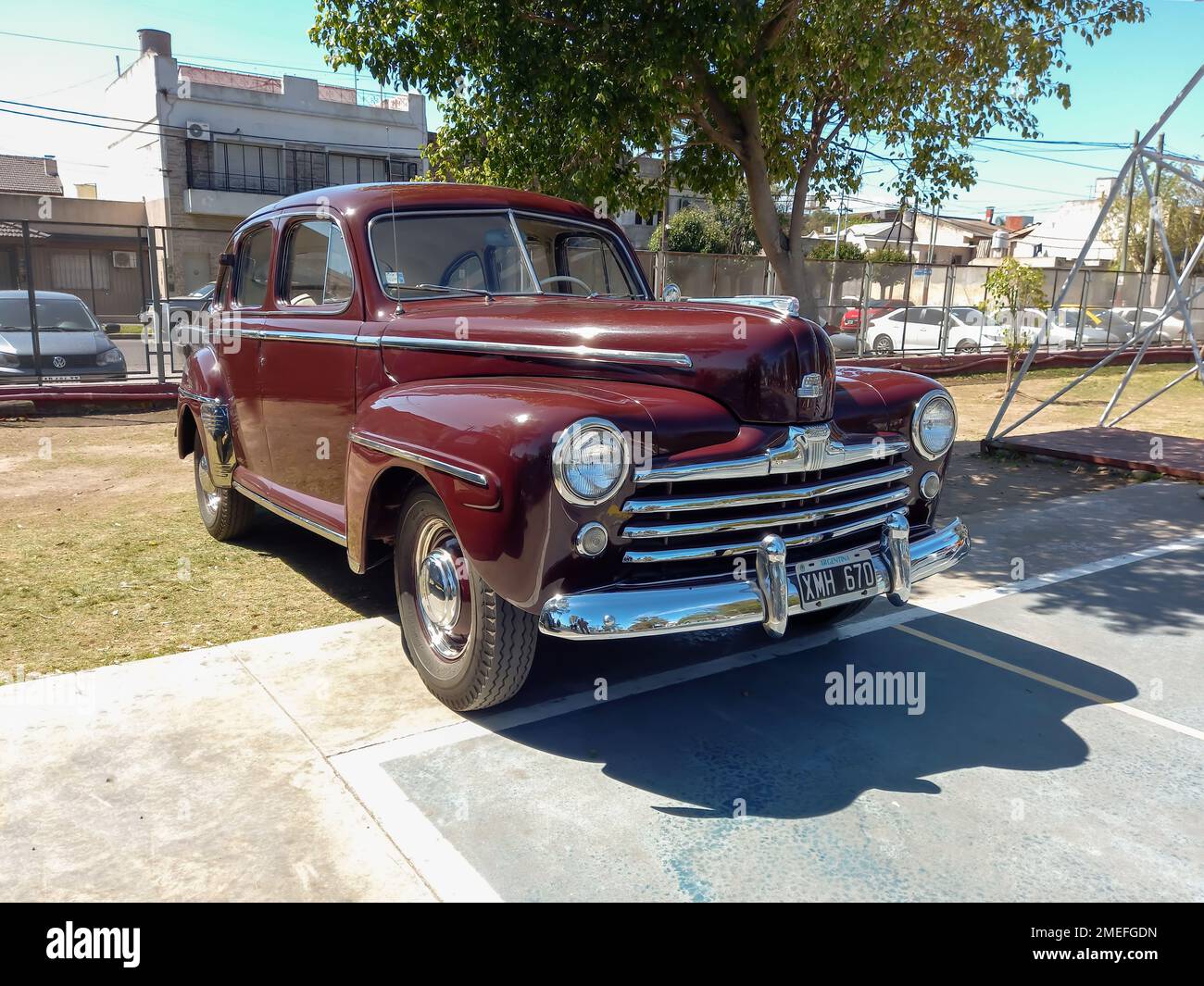 Lanus, Argentina - Sept 24, 2022: Old red burgundy 1940s Ford Super ...