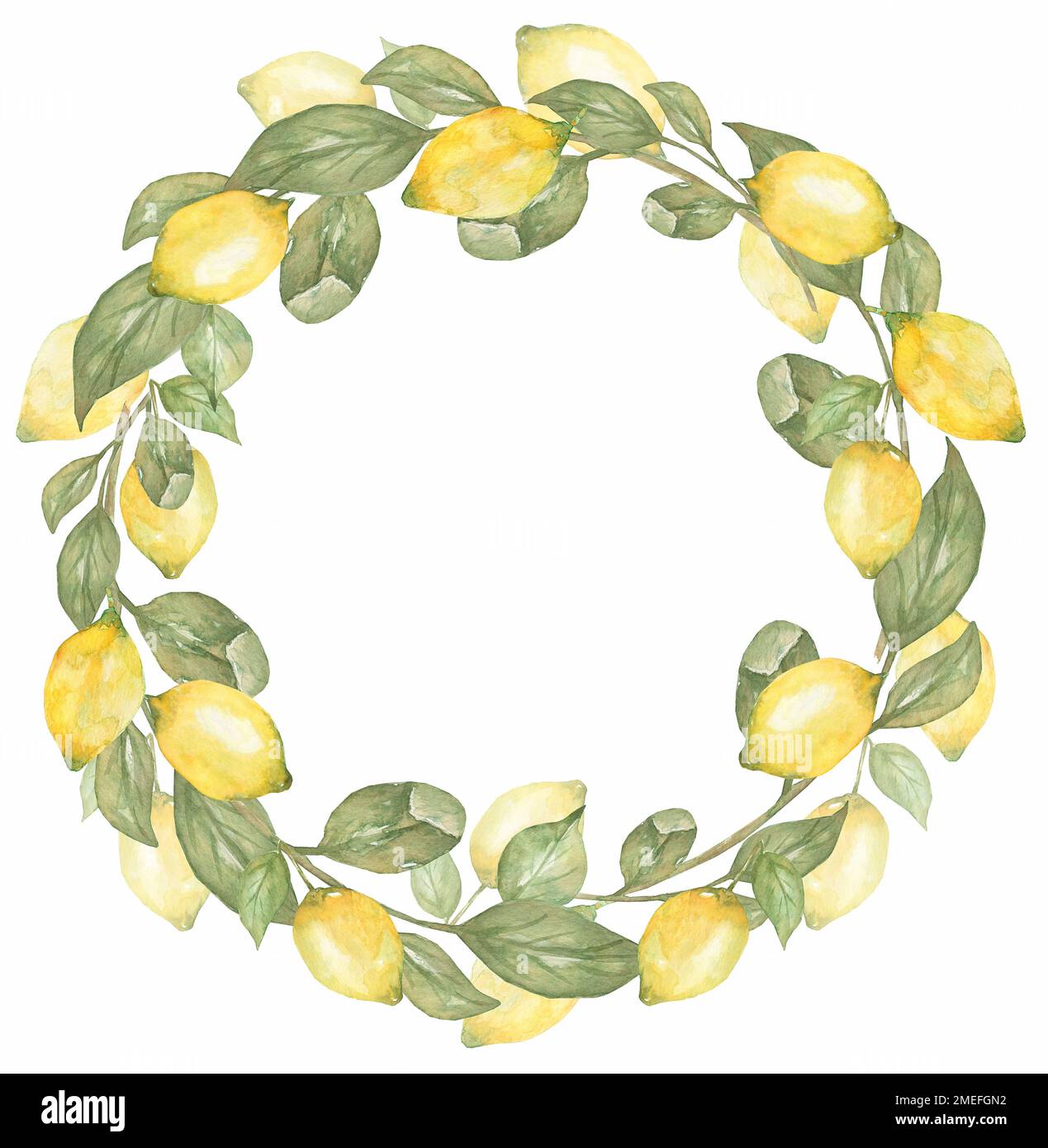 Lemon Wreath Clipart, Watercolor Fruit Clip art, Citrus bouquet ...