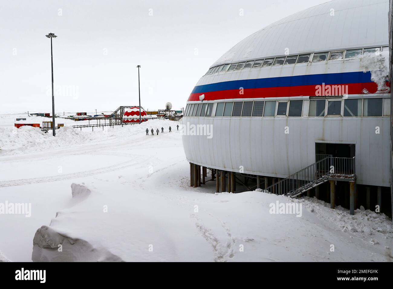 A group of soldiers stand at a central atrium called the "Arctic ...