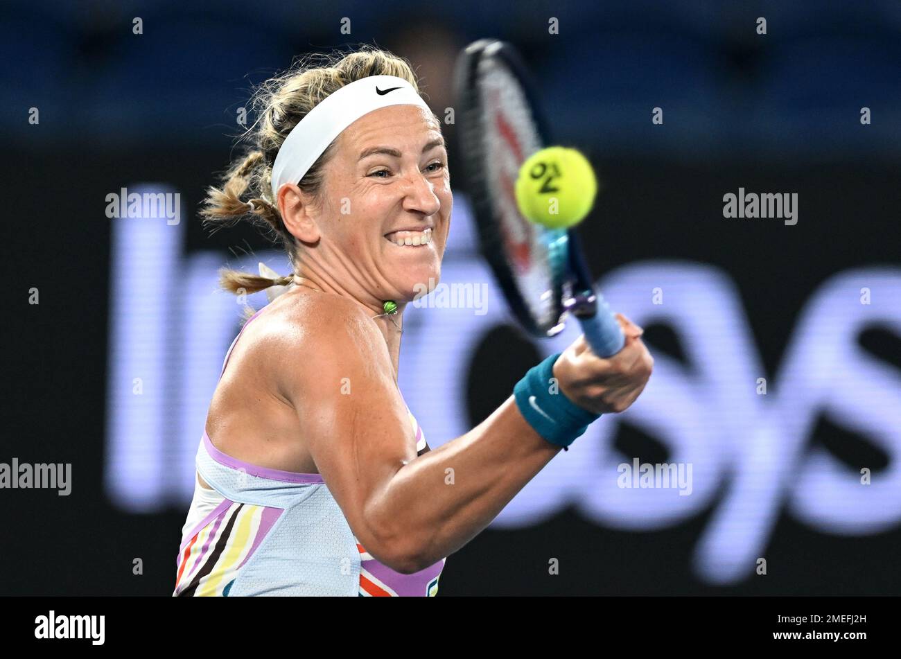 Victoria Azarenka of Belarus returns to Jessica Pegula of USA during ...