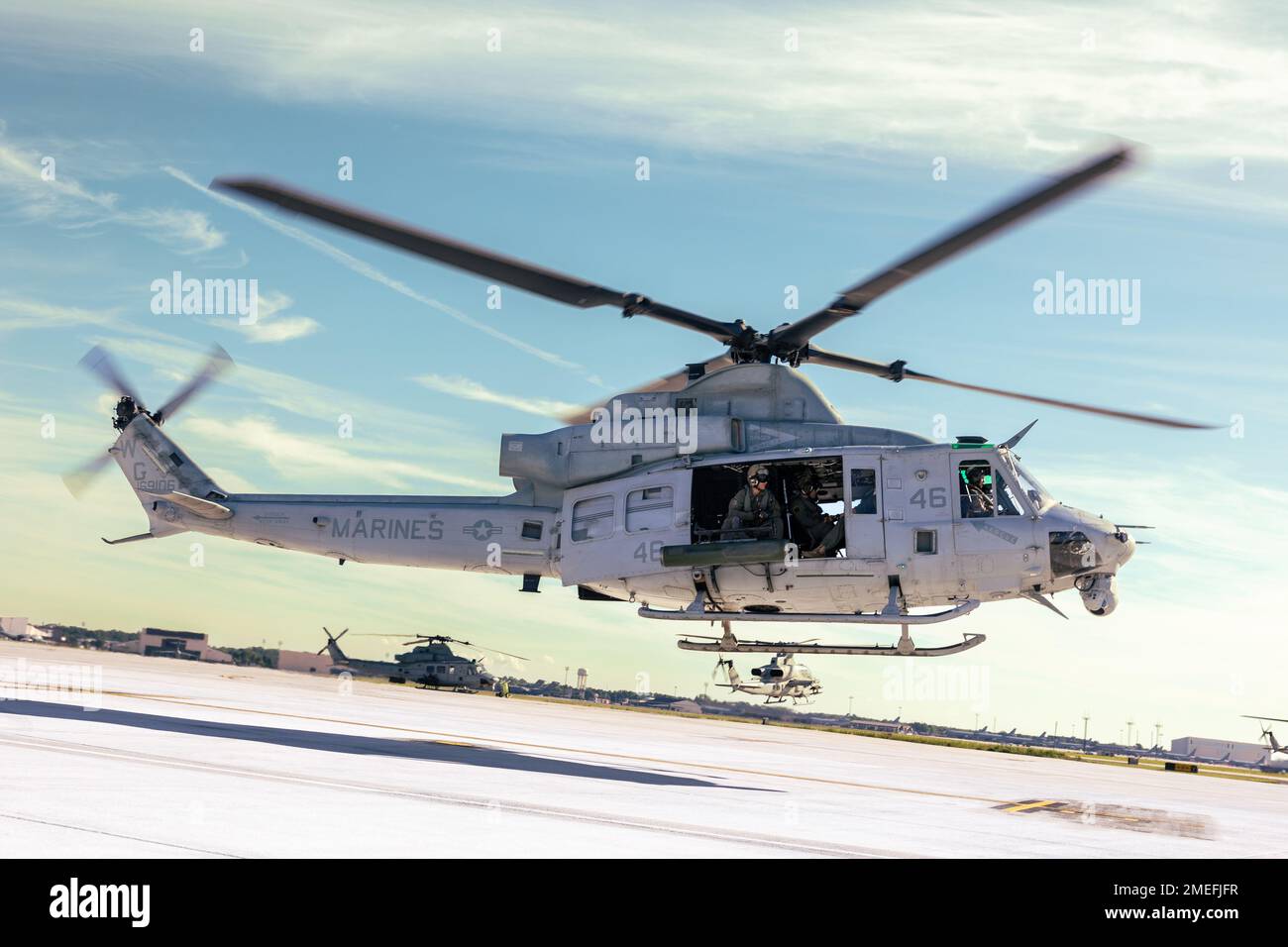 A U.S. Marine Corps UH-1Y Venom helicopter assigned to Light Attack ...