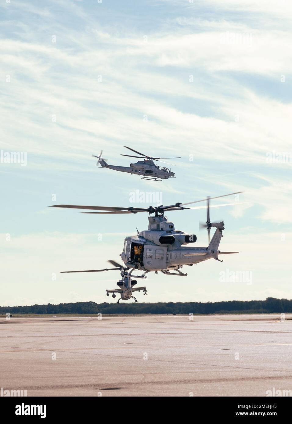 Two U S Marine Corps Ah 1z Vipers And One Uh 1y Venom Helicopters