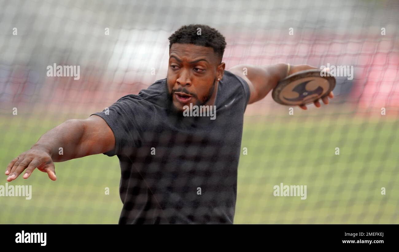 Reggie Jagers III competes in men's discus throw during the USATF ...