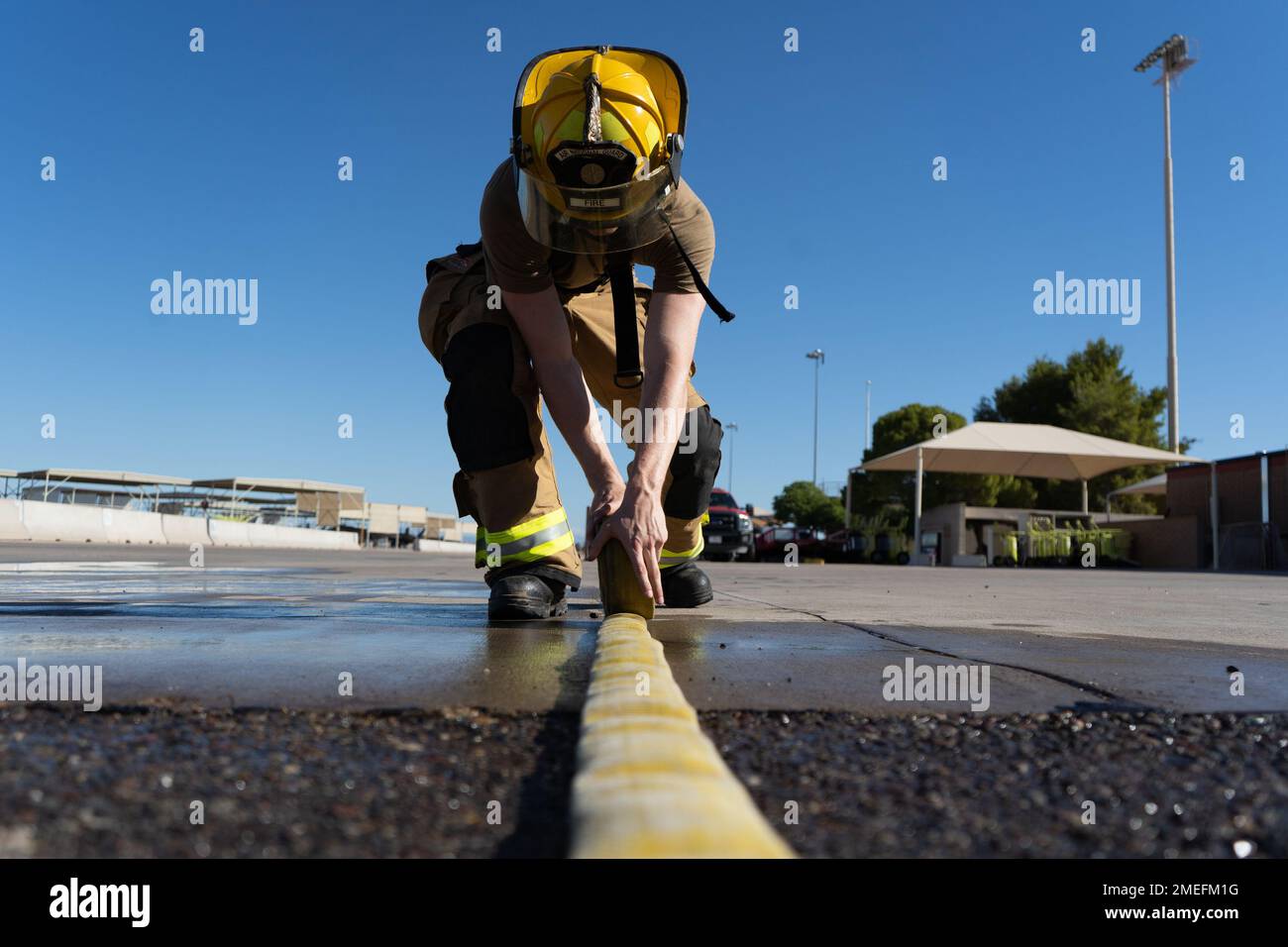 A firefighter from the 142nd Wing participates in annual training at ...