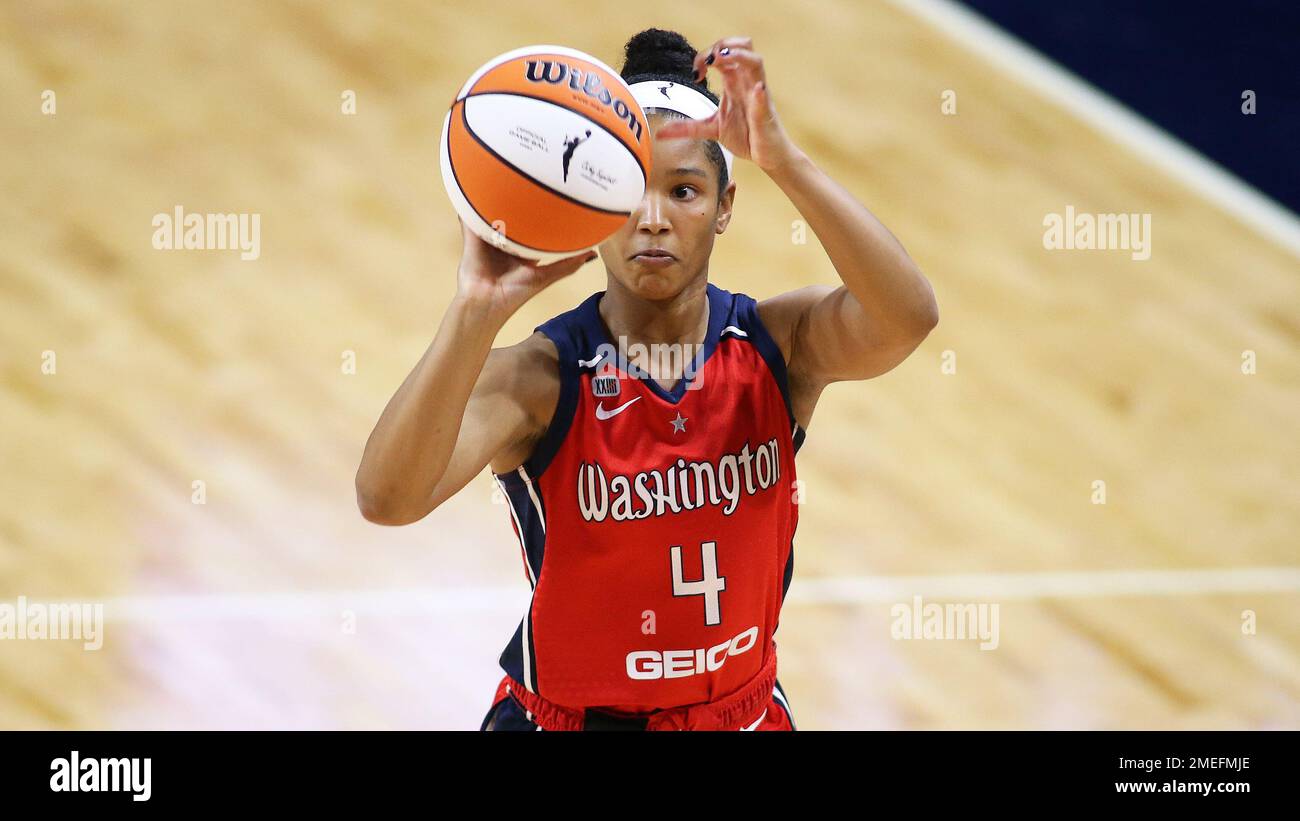 Washington Mystics guard Stella Johnson (4) in action during a WNBA ...