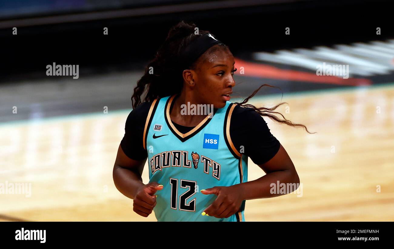 New York Liberty forward Michaela Onyenwere (12) in action against the ...