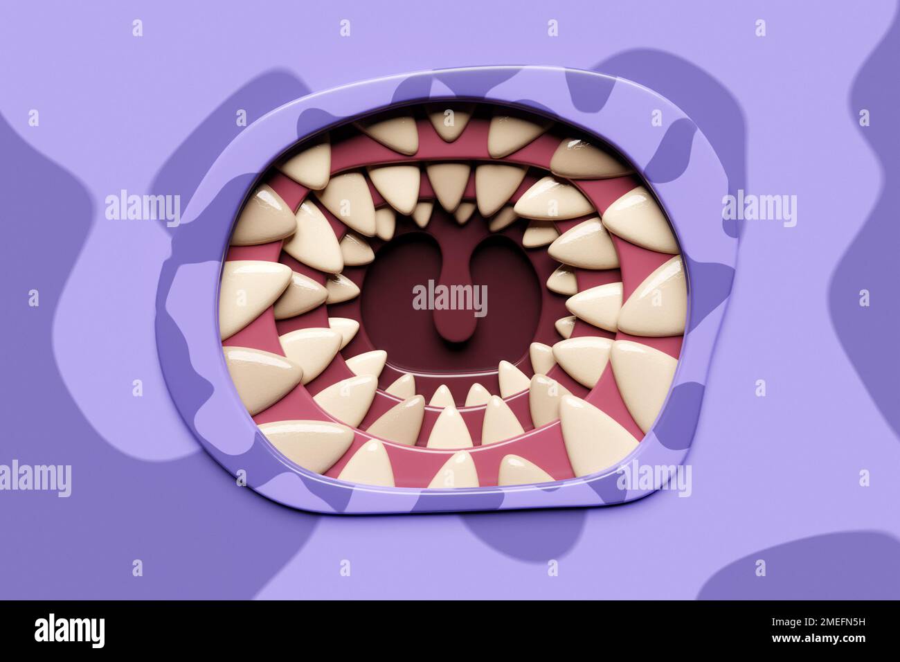 3d illustration of a monster mouths. Funny facial expression, open ...