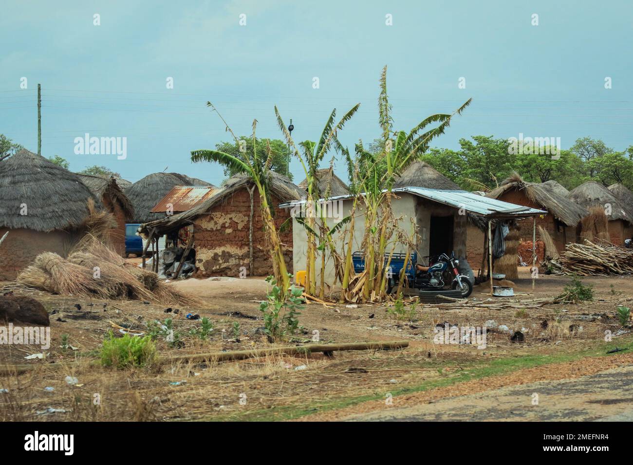 Traditional African Village with the typical Buildings, Ghana Stock ...