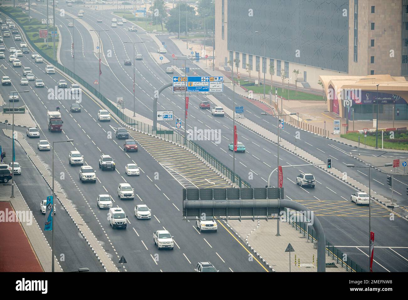 Doha Roads and Traffic on Bank Street Doha Qatar Stock Photo - Alamy