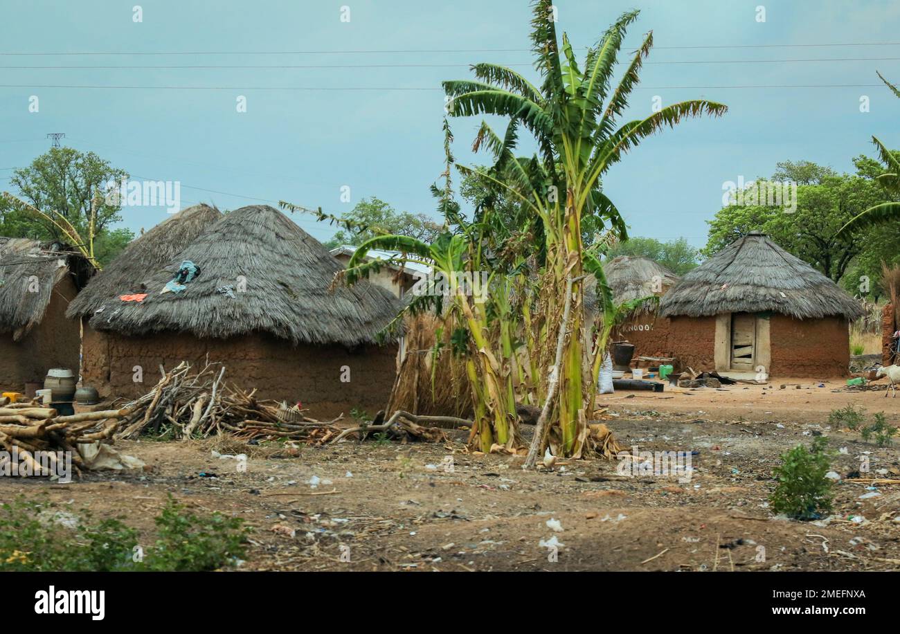 Traditional African Village with the typical Buildings, Ghana Stock ...